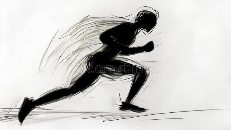 Athlete Running Fast with Motion Blur Effect on White Background Stock ...