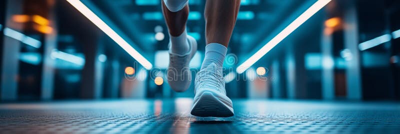 Athlete is Running in a Futuristic Tunnel Stock Illustration ...