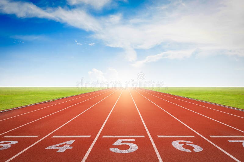 Athlete Running Track with Number on the Start. Day Scene Stock Image ...