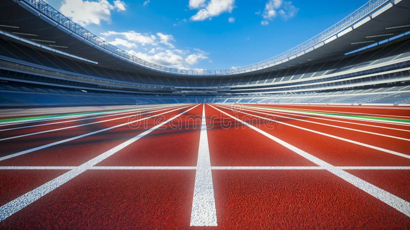 Athlete Running Track in a Stadium Stock Illustration - Illustration of ...