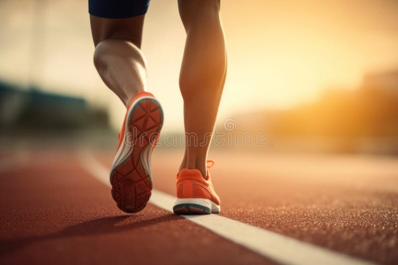 Athlete Running on a Track at Sunset Stock Illustration - Illustration ...