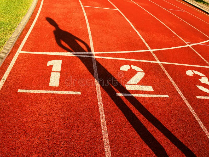 Athlete Shadow on Running Trail Stock Photo - Image of road, number ...