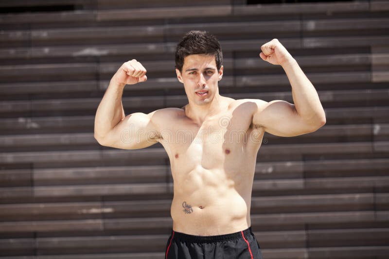 Athlete Showing His Muscles Stock Photo - Image of model, bodybuilding ...