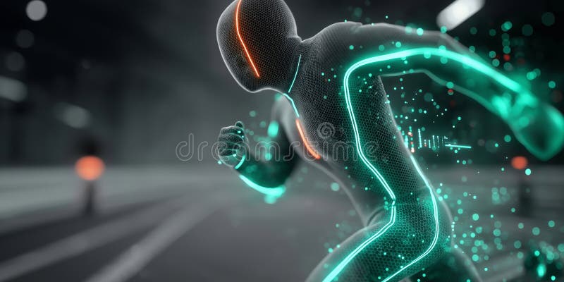 An Athlete in a Sleek High-tech Training Suit Conne3 Stock Illustration ...