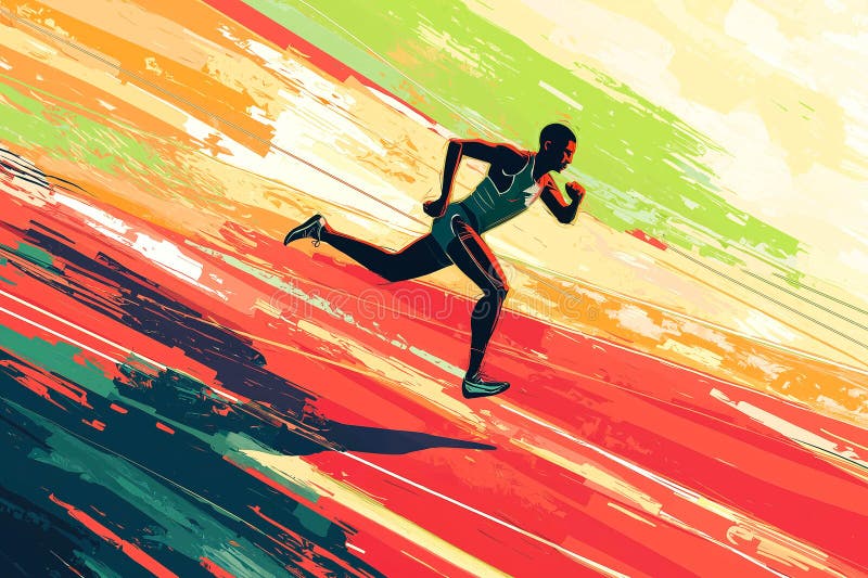 Athlete Sprinting on a Running Track. Illustration Stock Illustration ...