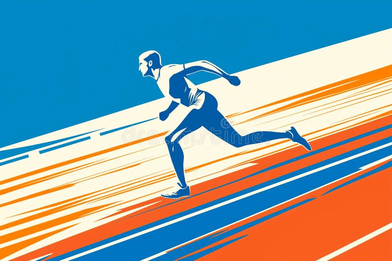 Athlete Sprinting on a Running Track. Illustration Stock Illustration ...
