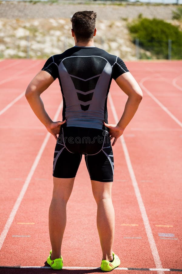 Athlete Standing on Running Track Stock Photo - Image of athletic ...