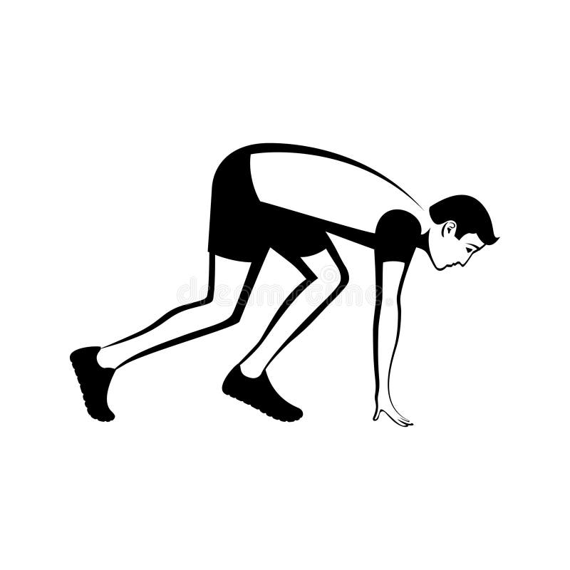 Start Sprint Athlete Runner in Starting Blocks Stock Vector ...