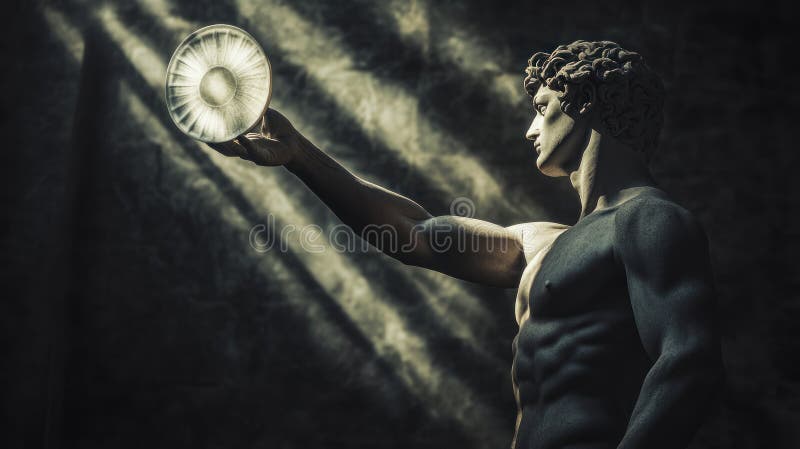 Athlete Statue Casting Sunlight Rays in Real Photo 169 Stock ...