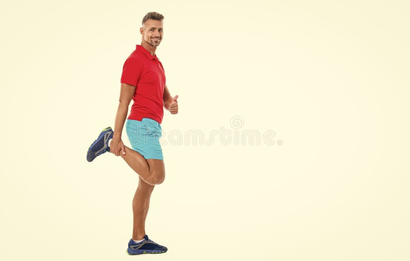 Athlete Stretching His Muscles before Game, Copy Space. Athlete ...