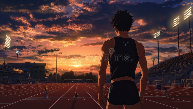 Sunset at the Track stock illustration. Illustration of hope - 385578401