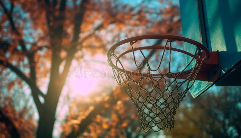 Athlete Throwing Ball through Basketball Hoop Net Generated by AI Stock ...