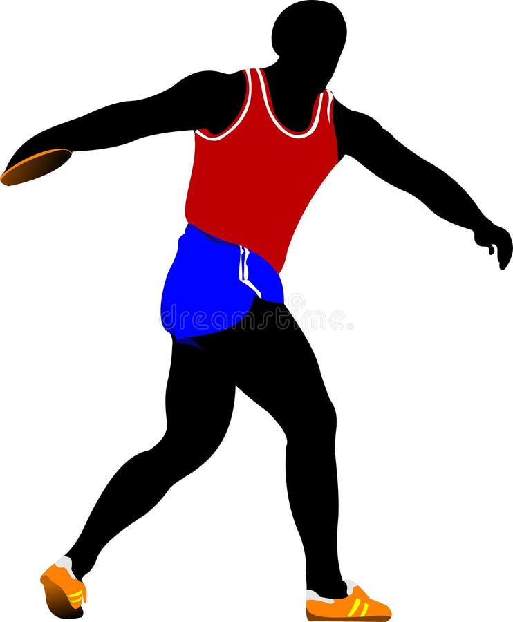 Discus throw athlete stock vector. Illustration of cartoon - 97370774