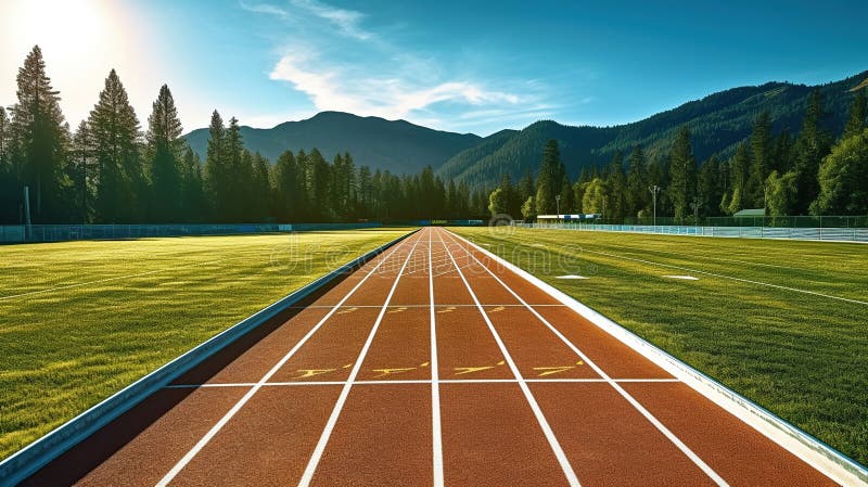 Athlete Track or Running Track with Nice Scenic. Generative Ai Stock ...