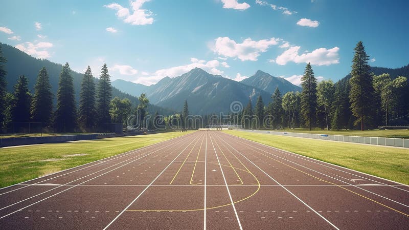 Athlete Track or Running Track with Nice Scenic. Generative Ai Stock ...