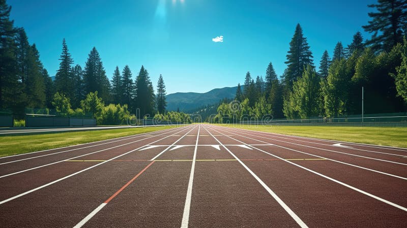 Athlete Track or Running Track with Nice Scenic. Generative Ai Stock ...