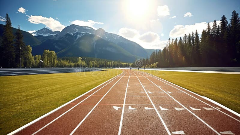 Athlete Track or Running Track with Nice Scenic. Generative Ai Stock ...