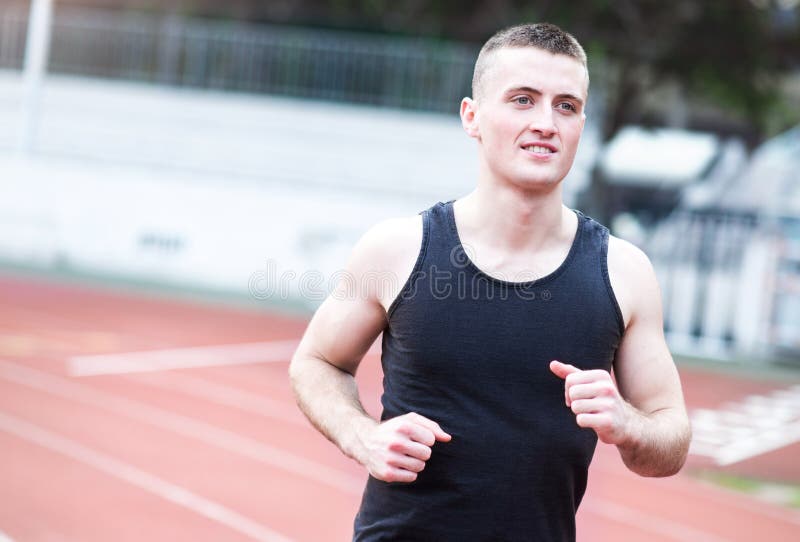 Athlete Training. Athlete Running at Running Track Stock Image - Image ...