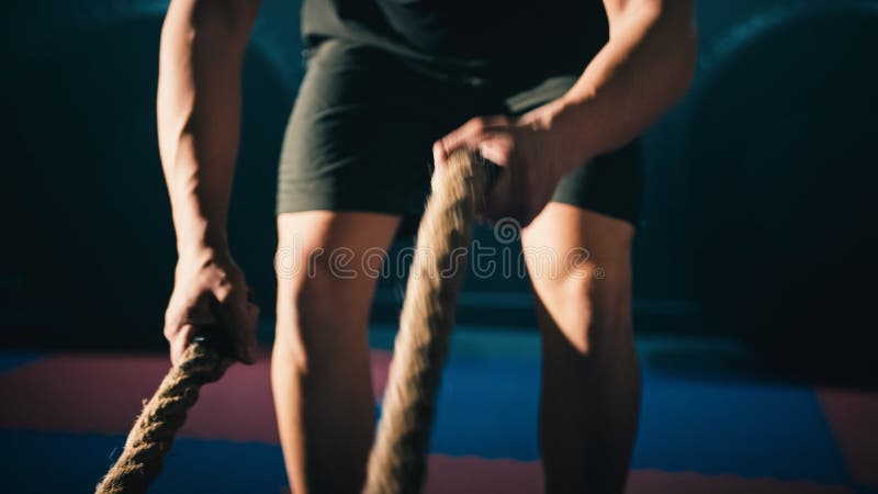 Athlete Training Using Battle Ropes Stock Image - Image of body ...