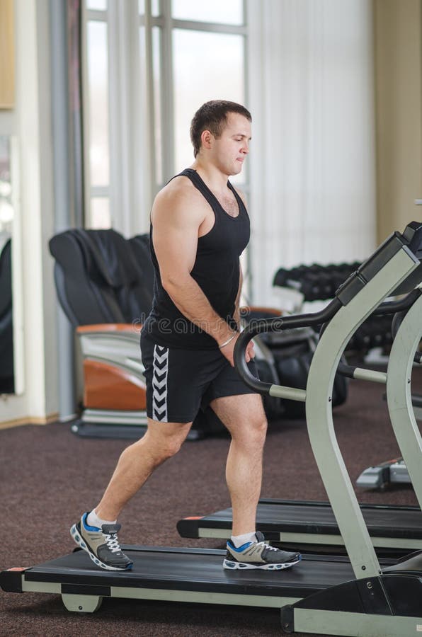 Athlete on the treadmill stock photo. Image of lifestyle - 54730298