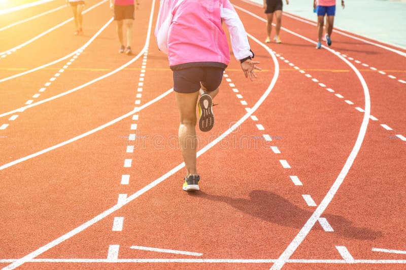 Athlete Warm Up on Running Track at the Stadium Stock Photo - Image of ...