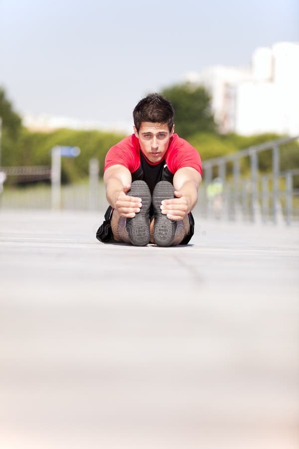 Athlete Warming and Stretching Stock Photo - Image of person, exercise ...