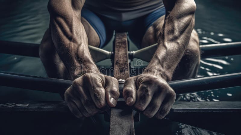 Athletes Arms Pulling on a Rowing Machine. Generative AI Stock Image ...