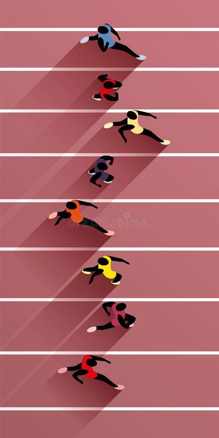 Athletes on Athletic Race Track Stock Vector - Illustration of racing ...