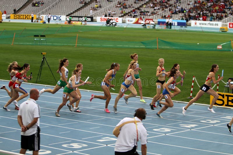 Athletes Compete in the 4x100 Relay Race Editorial Photo - Image of ...