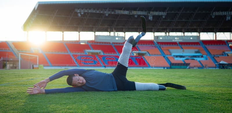 Athletes with Disabilities Take a Break at the Stadium Stock Image ...