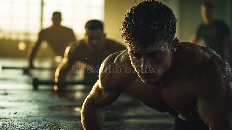 Intense Workout Session in the Gym with Focused Athletes Training in ...