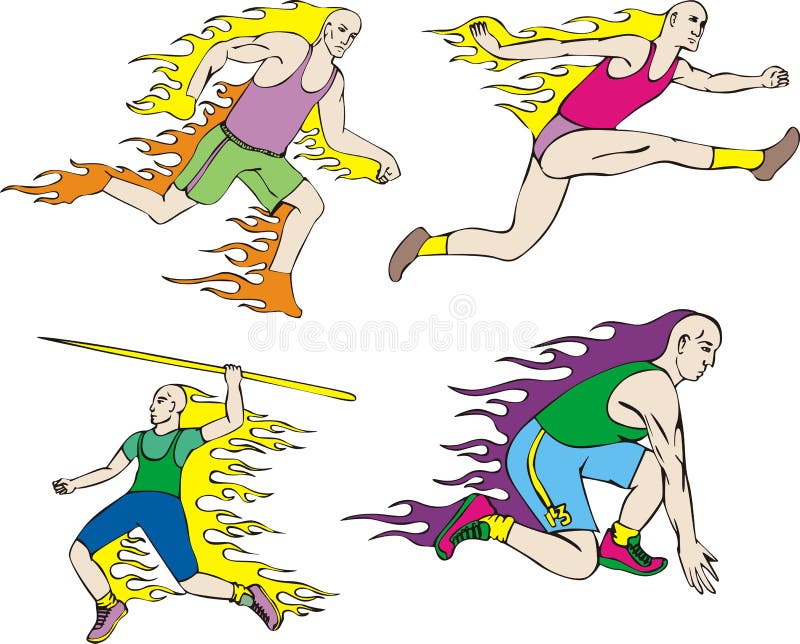 Athletes with flames stock vector. Illustration of athletics - 26016513