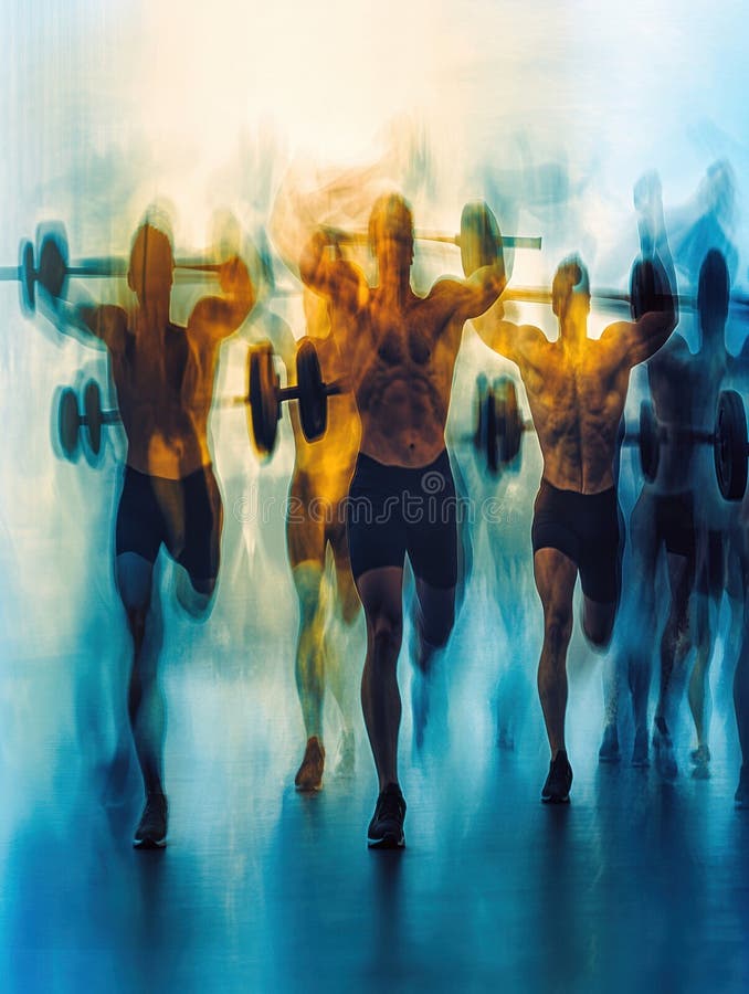Dynamic Silhouettes of Athletes Lifting Weights in a Vibrant Fitness ...