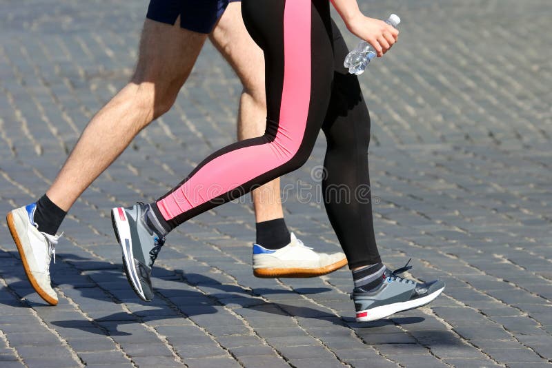 Athletes Run Marathons on the Pavement Stock Image - Image of muscle ...