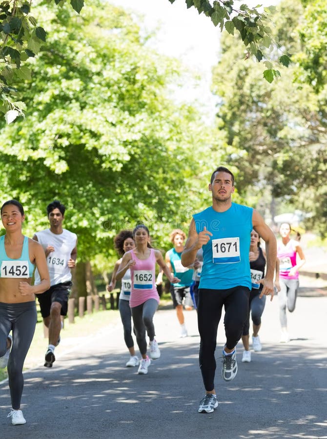 Athletes Running in Marathon Stock Image - Image of leisure, lifestyle ...