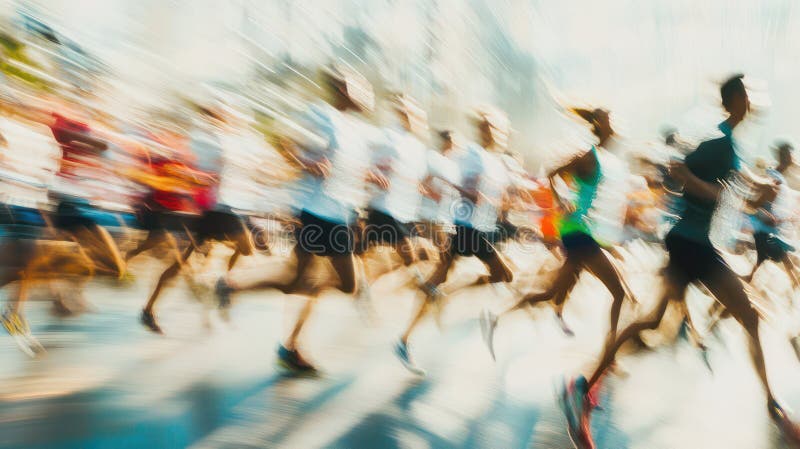 Athletes Running in a Race, Blurred Scenery Created with Generative AI ...