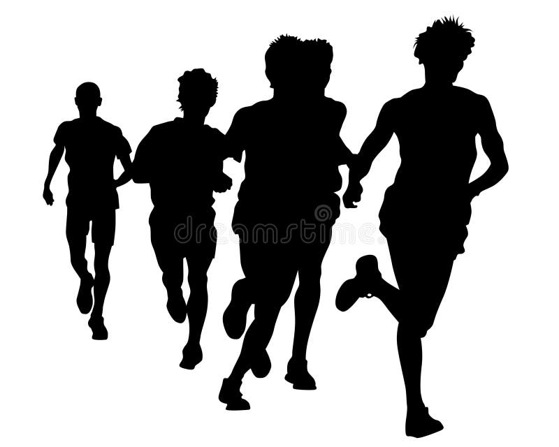 Four running girl stock vector. Illustration of exercise - 12999000