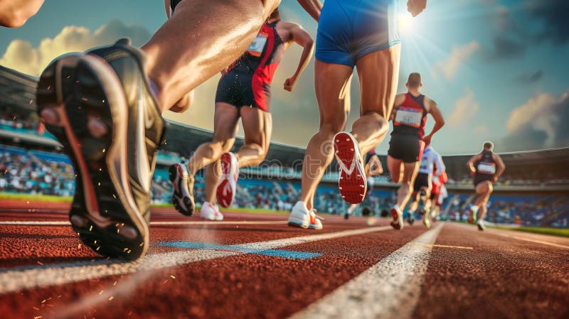 Athletes Running on a Track during an Intense Race. the Image Showcases ...