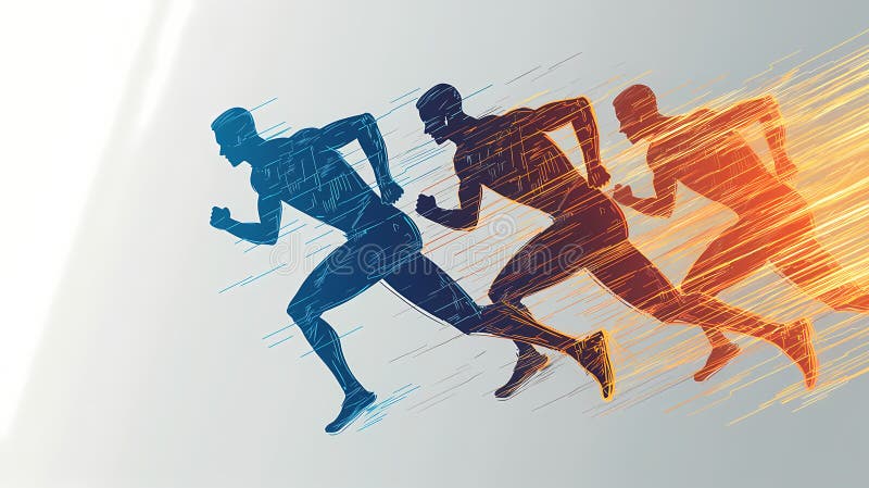 Athletes Running Very Fast Leaving Motion Blur Effect Trails Stock ...