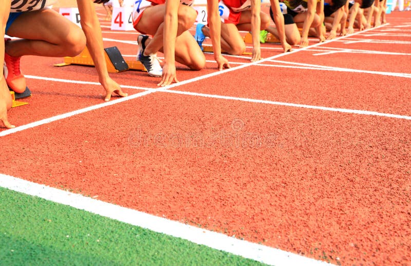 The Athletes are at the Starting Line Stock Photo - Image of muscular ...