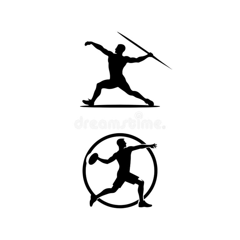 Athletes throwing objects stock illustration. Illustration of poster ...