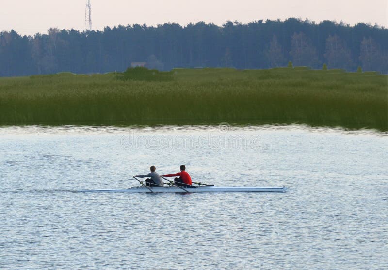 Athletes Train on Rowing To the Two Stock Photo - Image of rowing ...