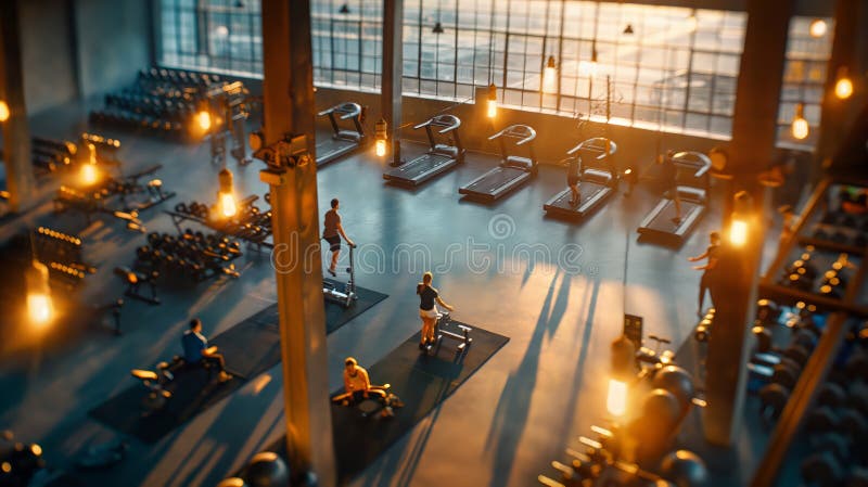 Athletes Training Intensely in a Modern Gym, Surrounded by Vibrant ...