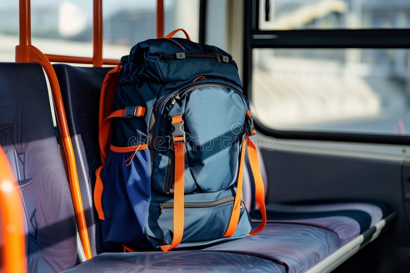 Athletic Backpack on a Stadium Shuttle Bus Seat Stock Image - Image of ...