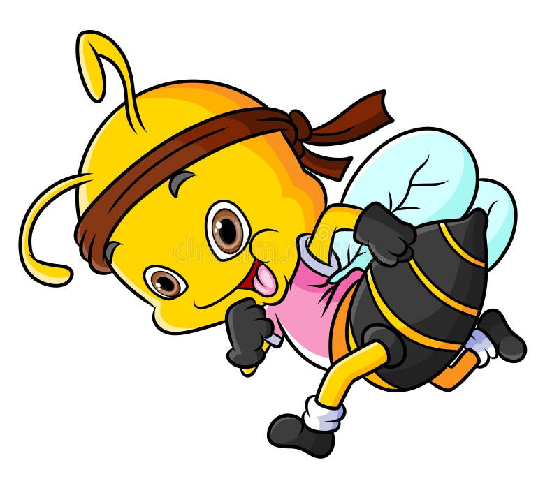 The Athletic Bee is Running Very Fast and Wearing a Bandana Stock ...