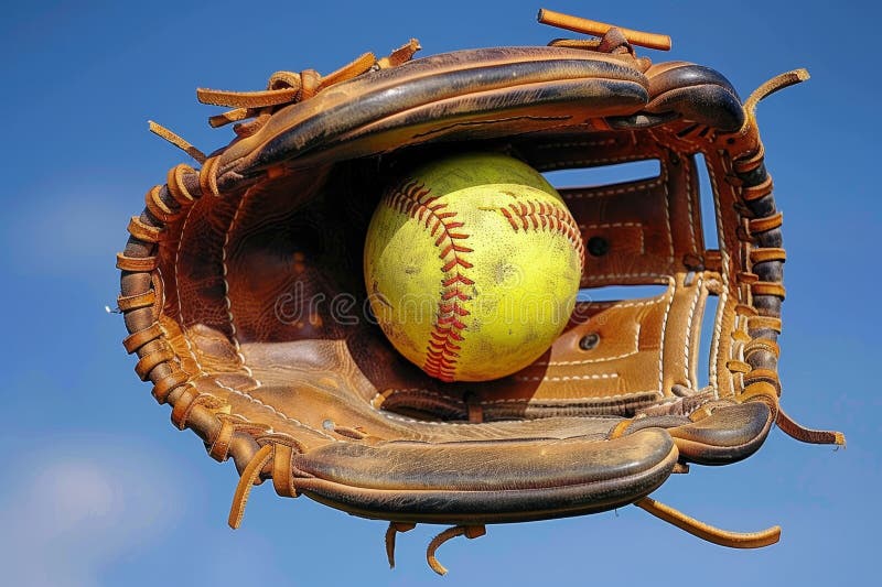 Athletic Catch Softball Glove Snags High Fly Ball with Precision ...