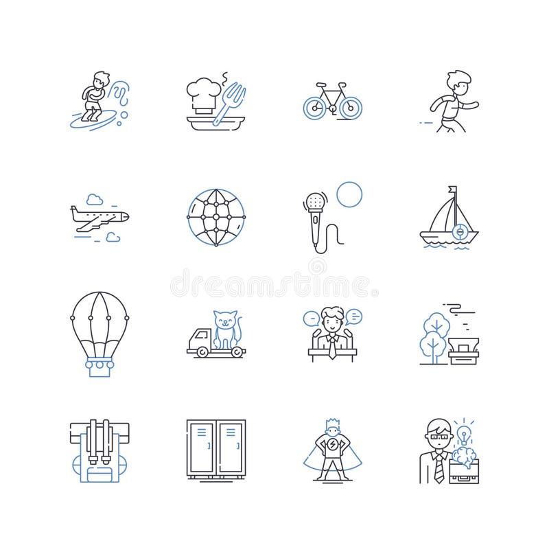 Athletic Challenges Line Icons Collection. Endurance, Stamina, Agility ...