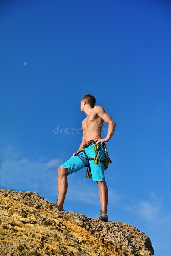 Athletic climber man stock photo. Image of endurance - 75407194