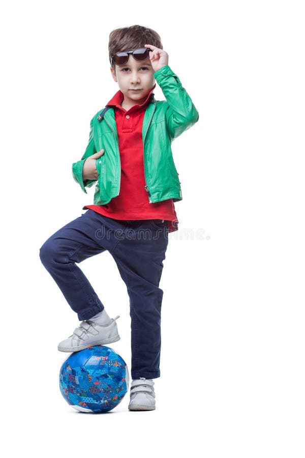 Athletic Cute Boy Posing with Ball in Studio Stock Image - Image of ...
