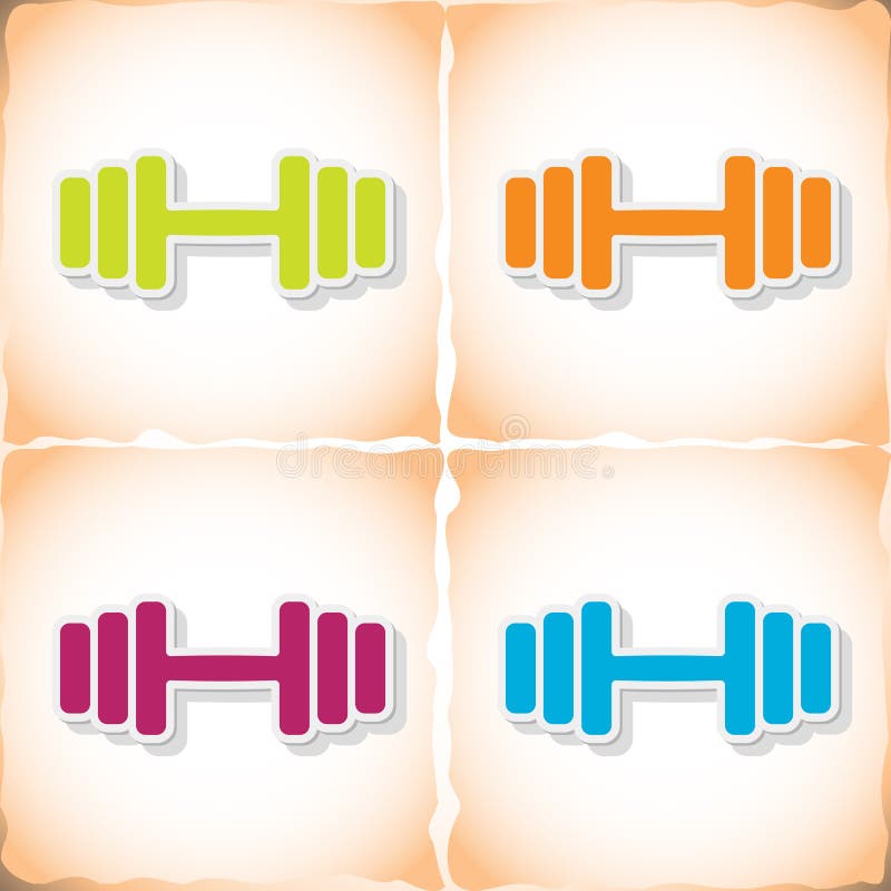 Athletic Dumbbell. Flat Sticker with Shadow on Old Paper Stock Vector ...